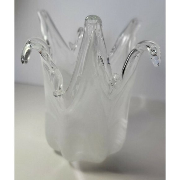 Murano | Accents | Murano Ocean Sea Splash White Glass Vase | Poshmark